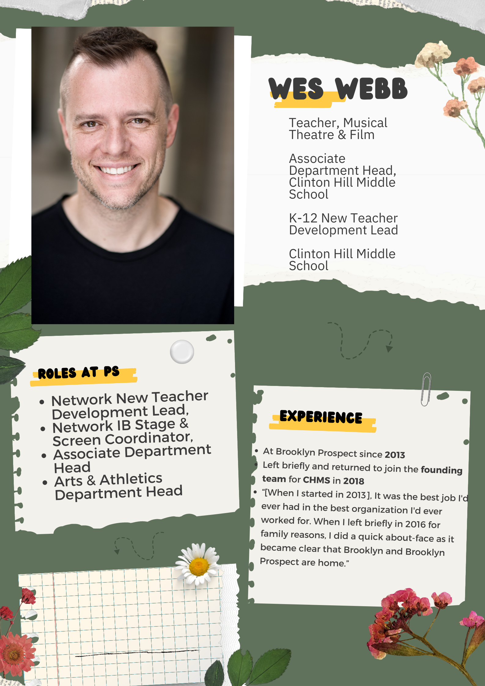 5 Questions with Wes Webb, Musical Theater & Film Teacher - Prospect ...